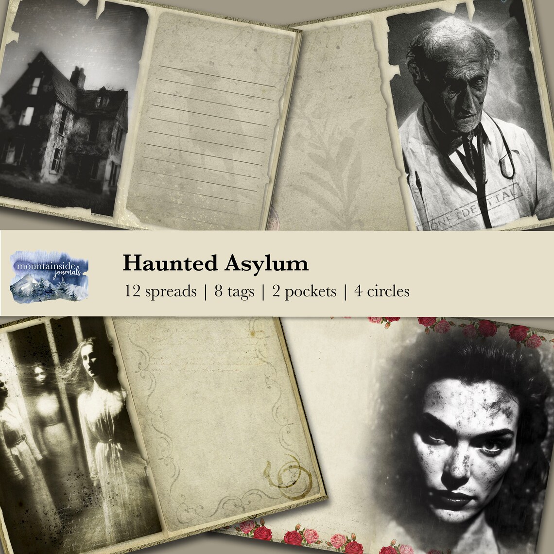 Haunted Asylum | Grunge | Haunted | Digital | Junk Journal Kit ...