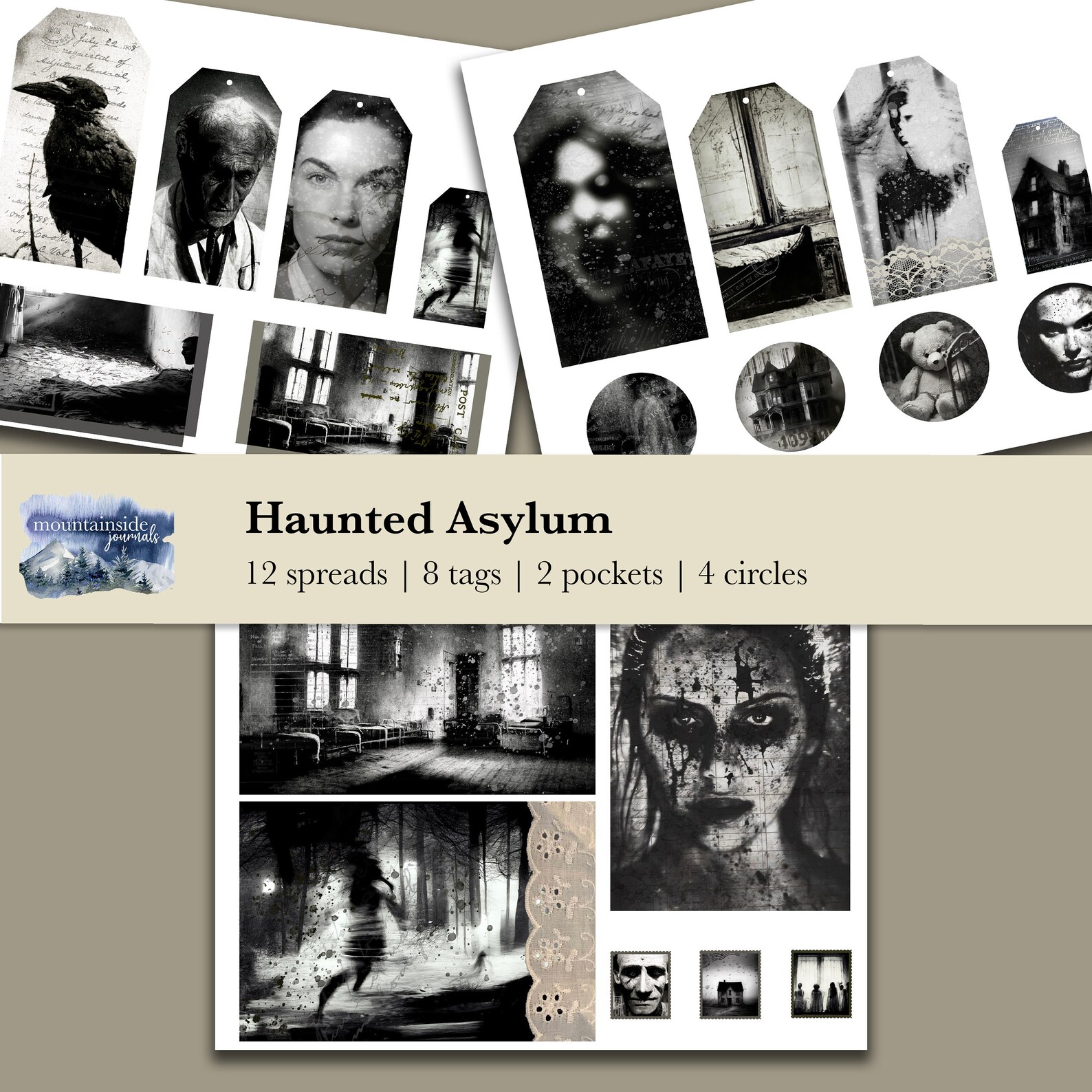 Haunted Asylum | Grunge | Haunted | Digital | Junk Journal Kit ...