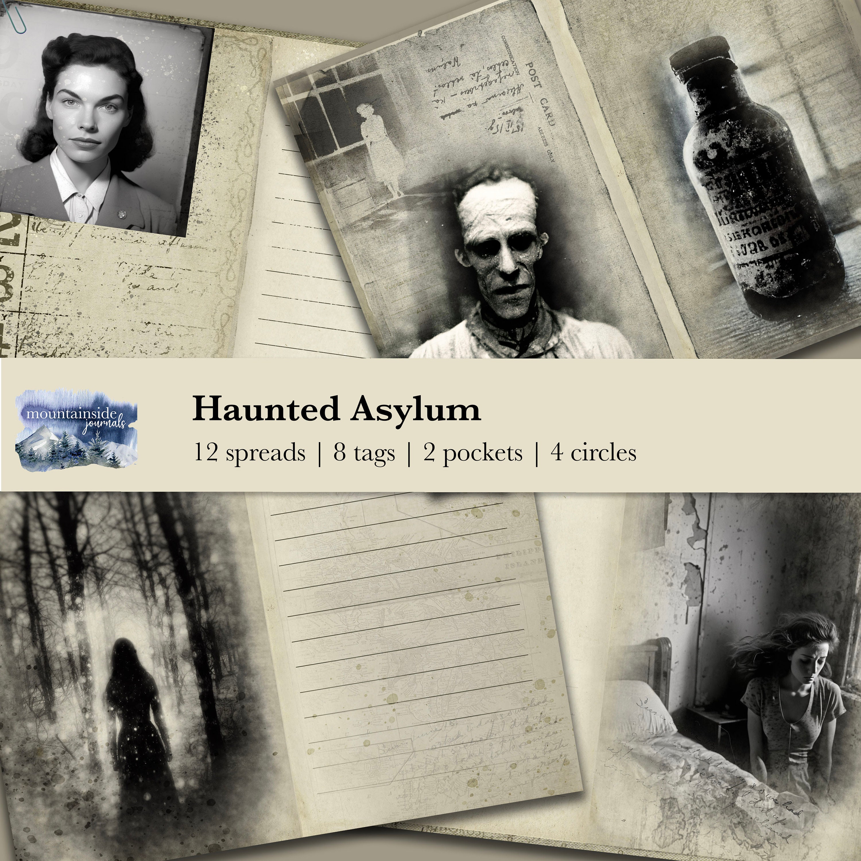 Haunted Asylum | Grunge | Haunted | Digital | Junk Journal Kit ...