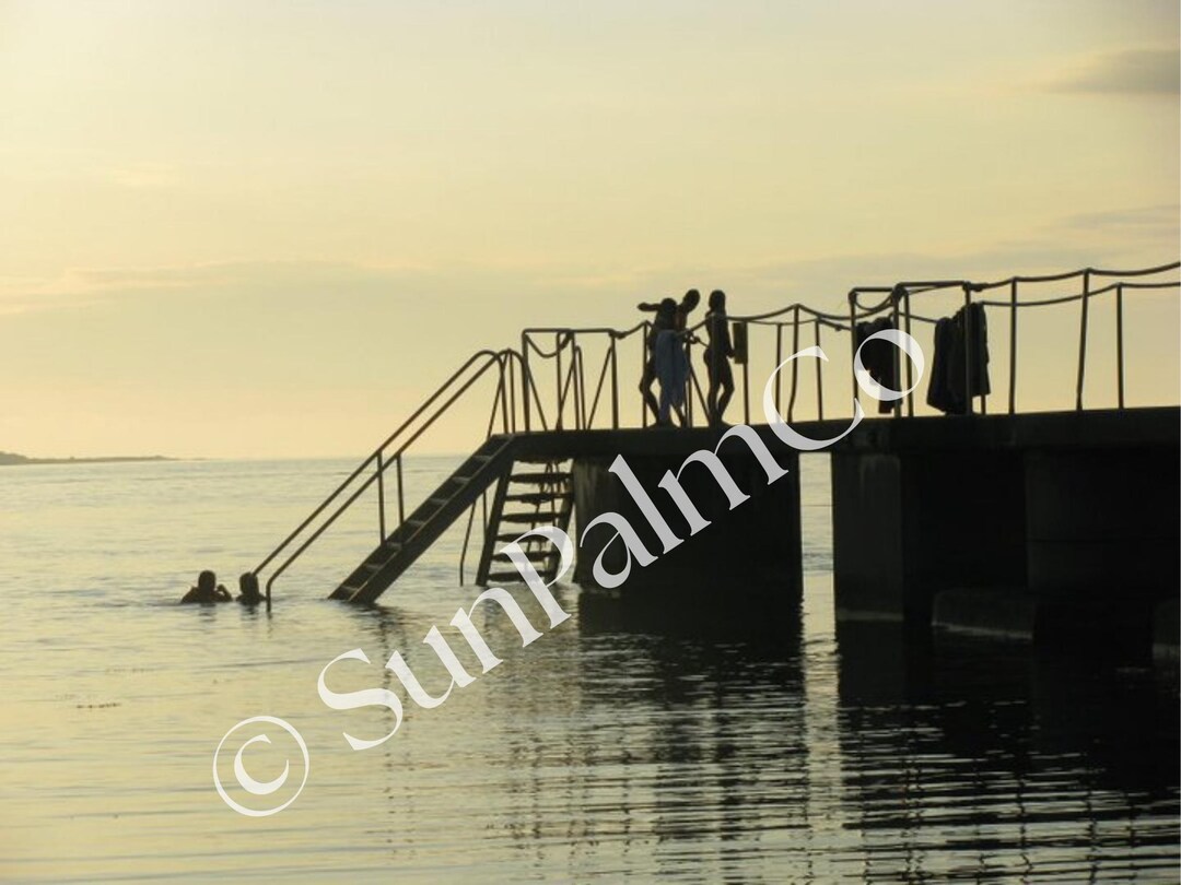 Sunset Pier Swimming Printable Wall Art (digital Download) Photograph ...
