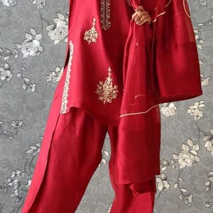 Deep Ruby Embroidered Pakistani Salwar Kameez Suit – Pink Tulip PR-0355 ...