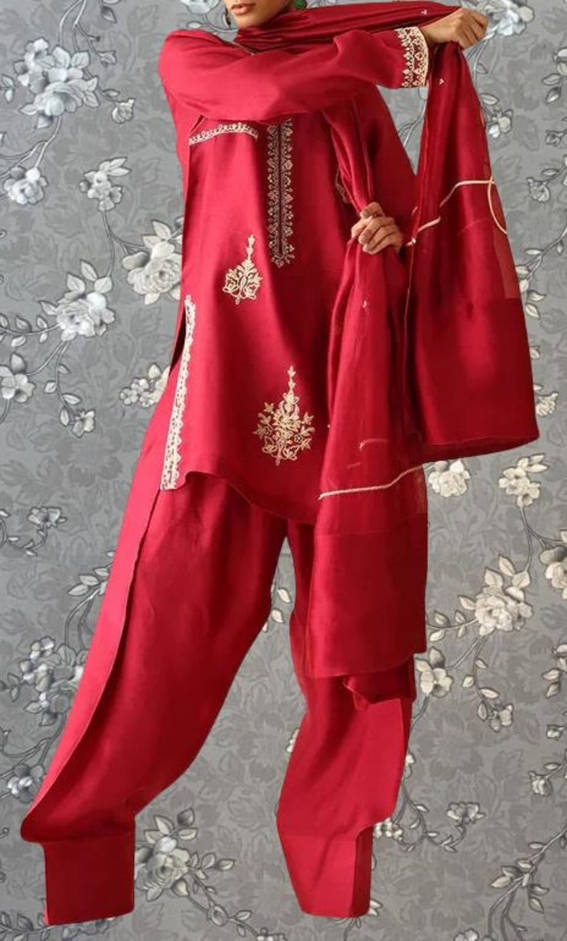 Deep Ruby Embroidered Pakistani Salwar Kameez Suit – Pink Tulip PR-0355 ...