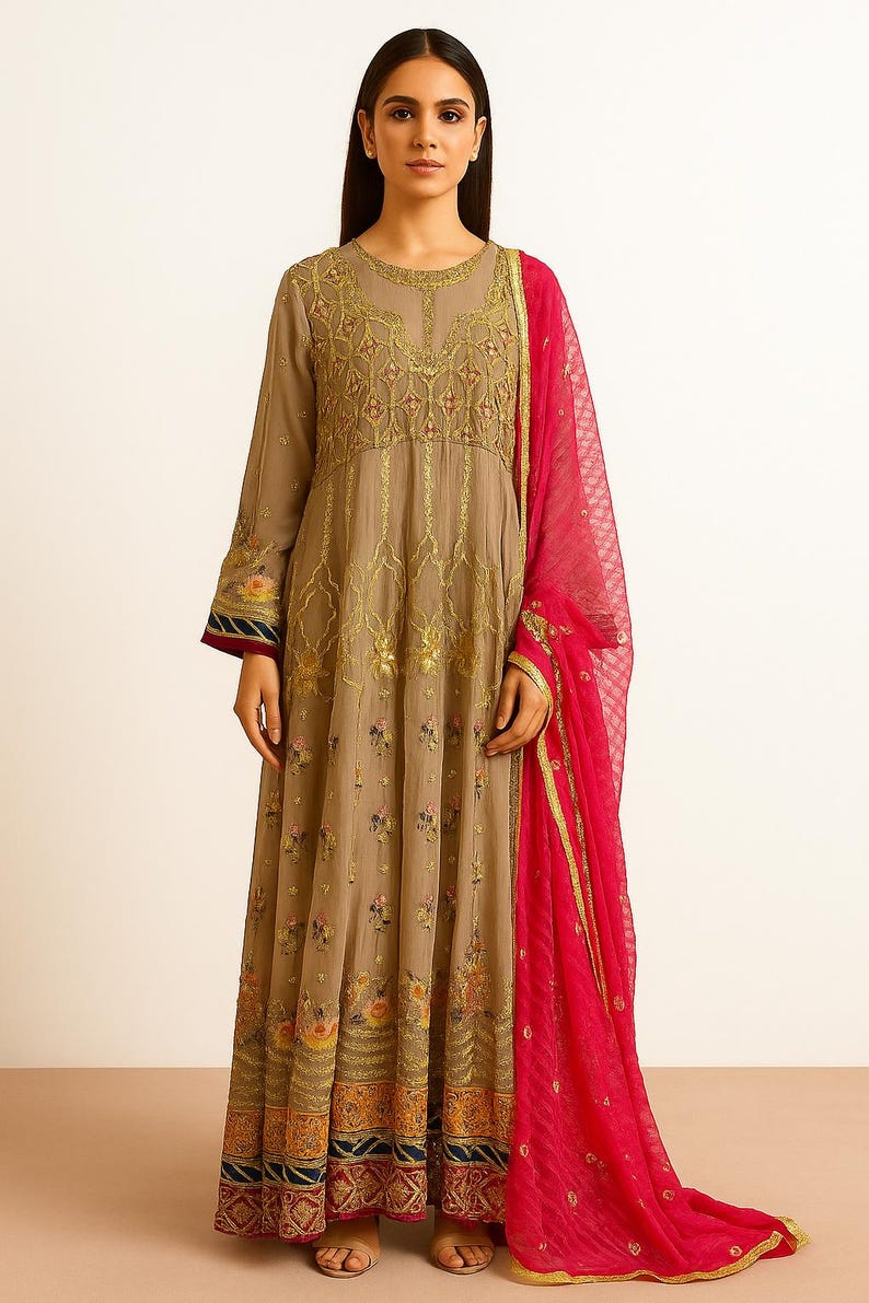 Beautiful Ready to Wear Dusty Pakistani Designer Gown. Fully ...