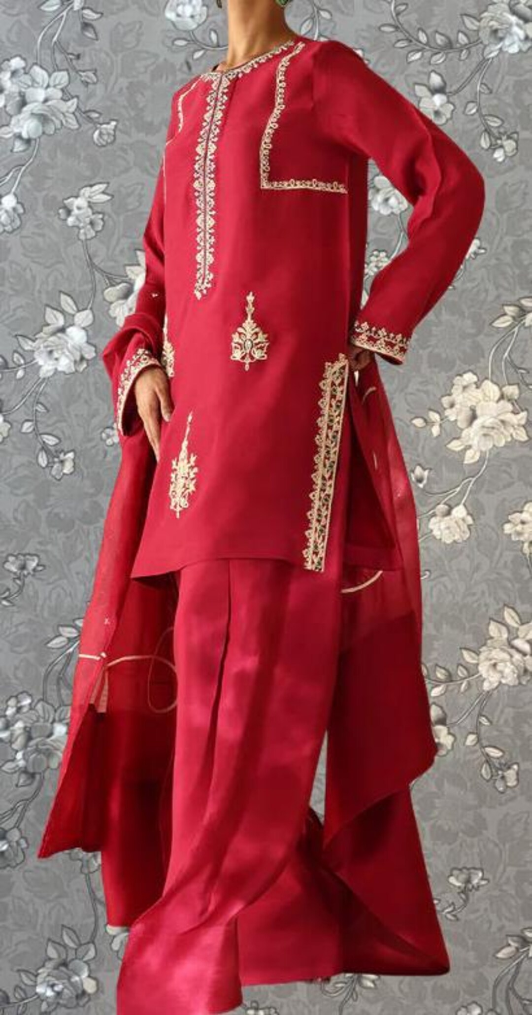 Deep Ruby Embroidered Pakistani Salwar Kameez Suit – Pink Tulip PR-0355 ...