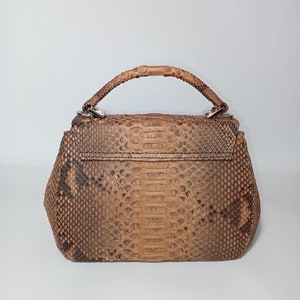 Women Exotic Bag, Python Skin Bag, Small Brown Handbag, Python Leather ...