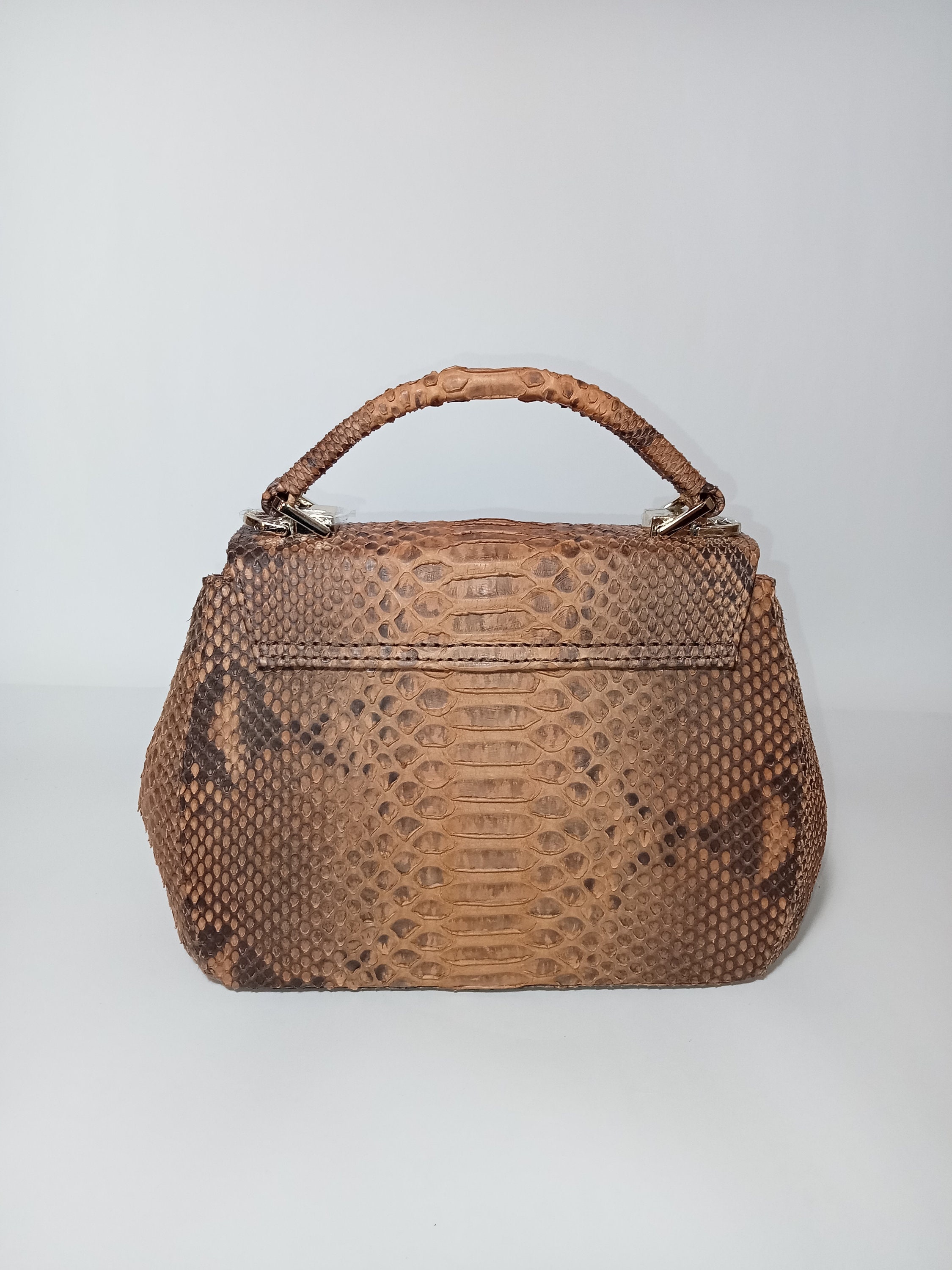 Women Exotic Bag, Python Skin Bag, Small Brown Handbag, Python Leather ...