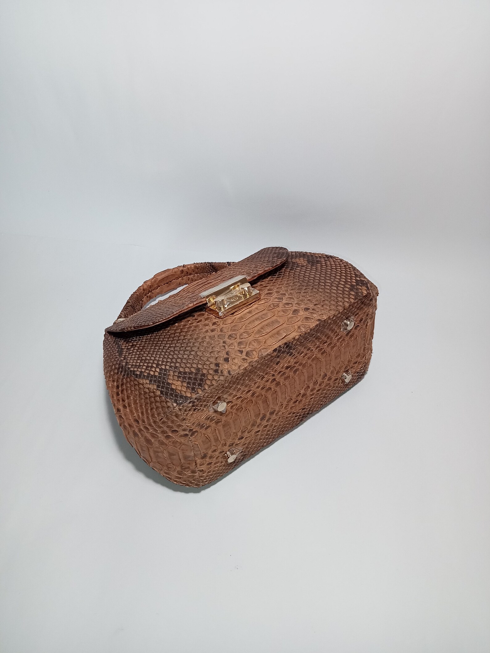 Women Exotic Bag, Python Skin Bag, Small Brown Handbag, Python Leather ...