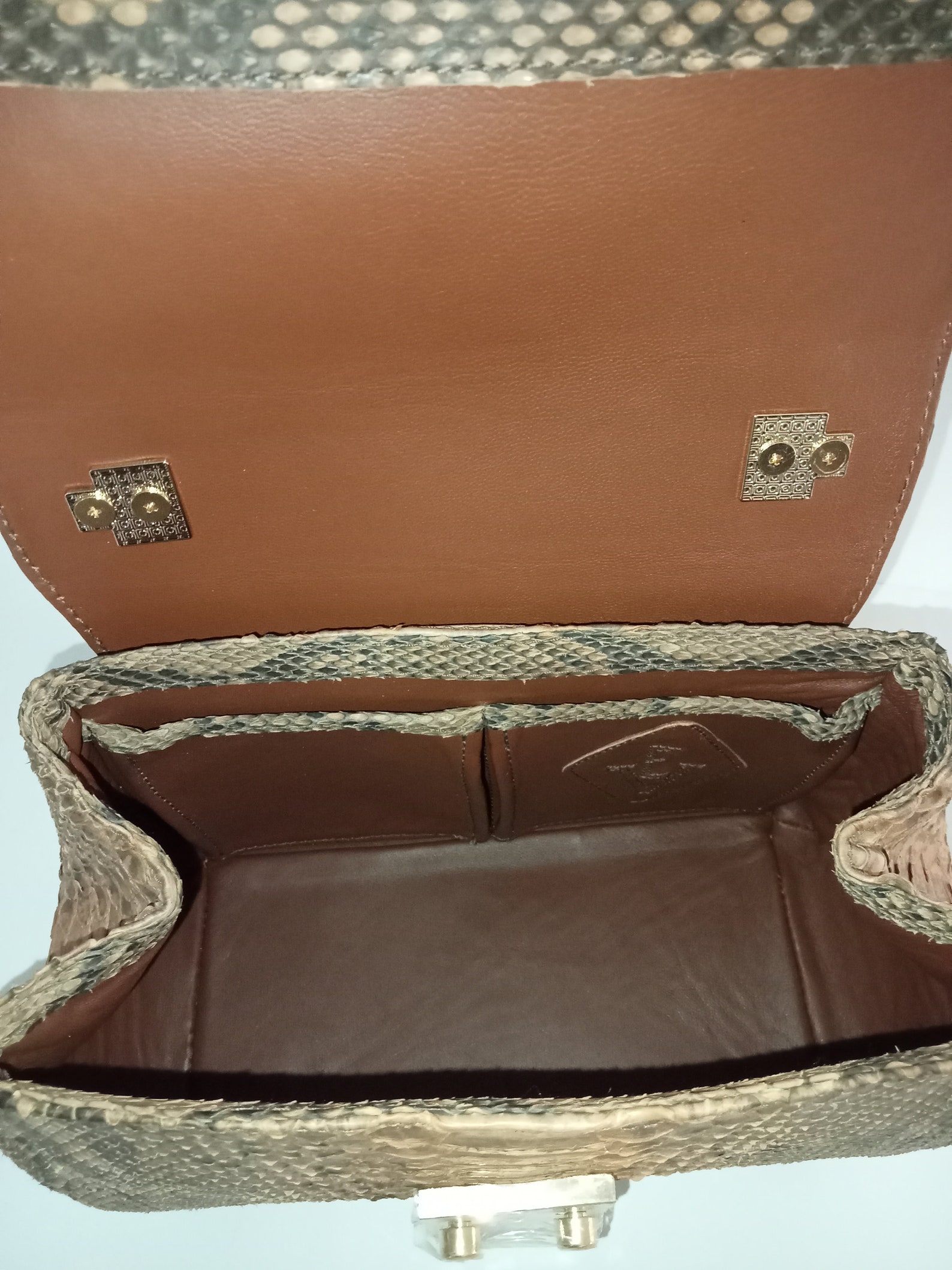 Women Exotic Bag, Python Skin Bag, Small Brown Handbag, Python Leather ...