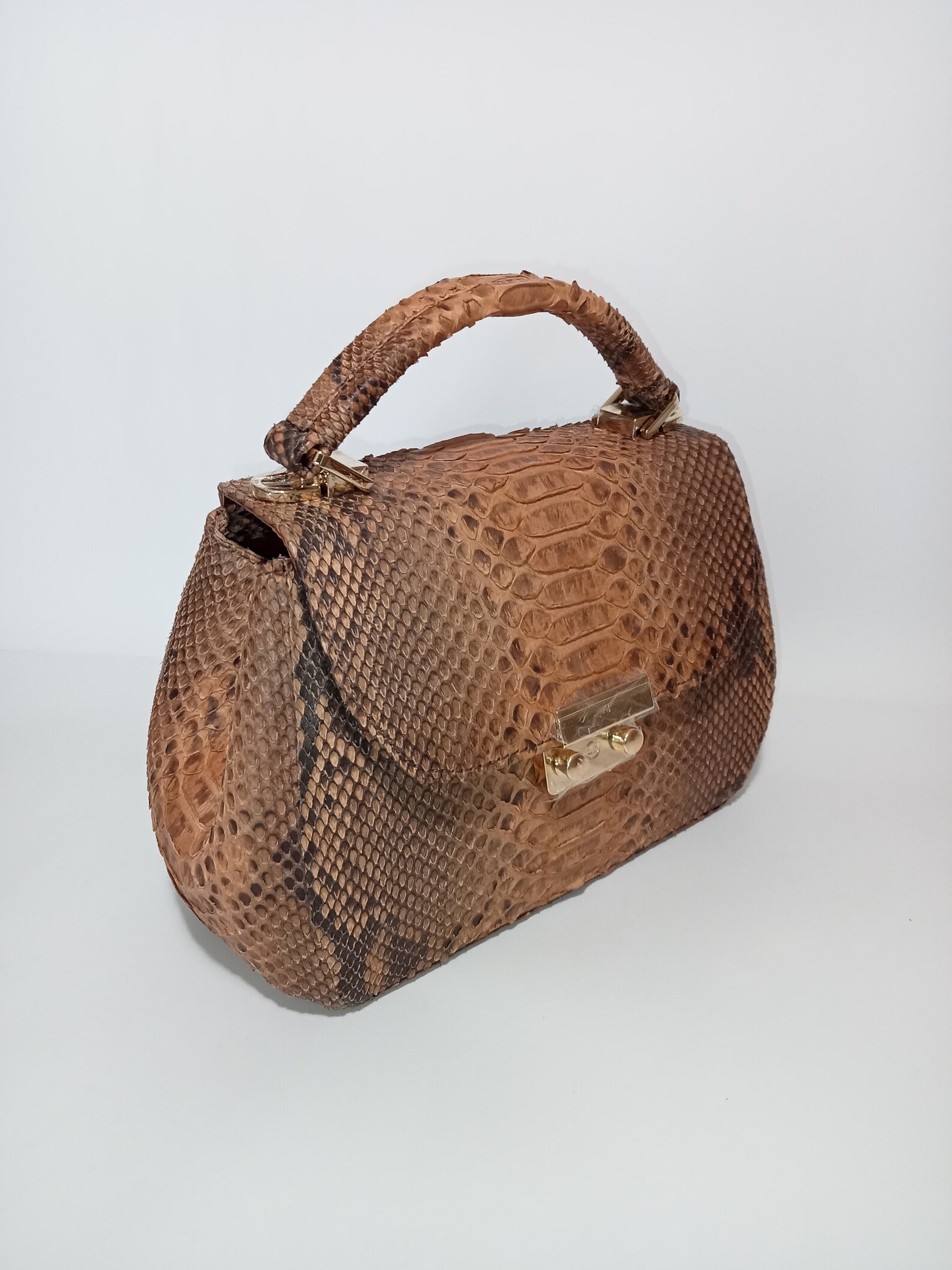 Women Exotic Bag, Python Skin Bag, Small Brown Handbag, Python Leather Crossbody Bag, Leather ...