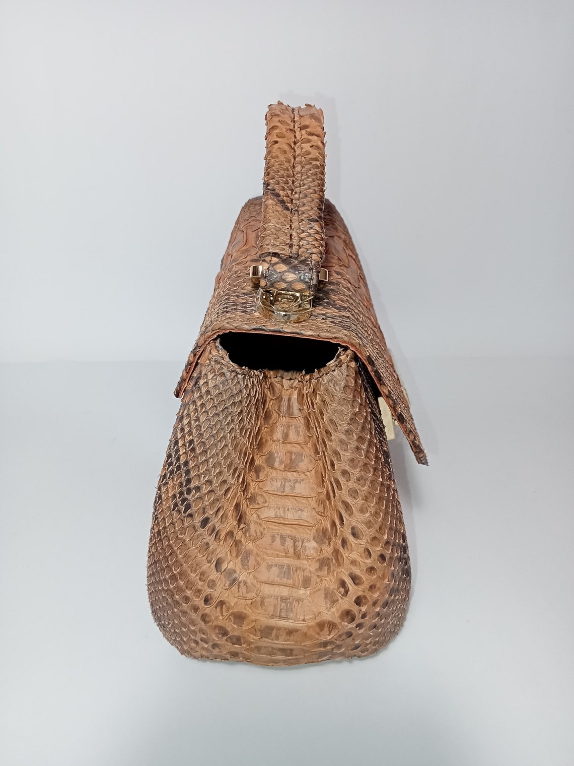 Women Exotic Bag Python Skin Bag Small Brown Handbag Python | Etsy