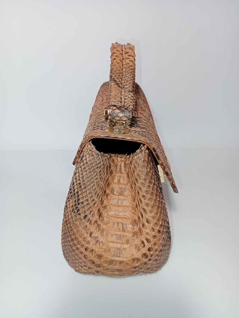 Women Exotic Bag Python Skin Bag Small Brown Handbag Python | Etsy