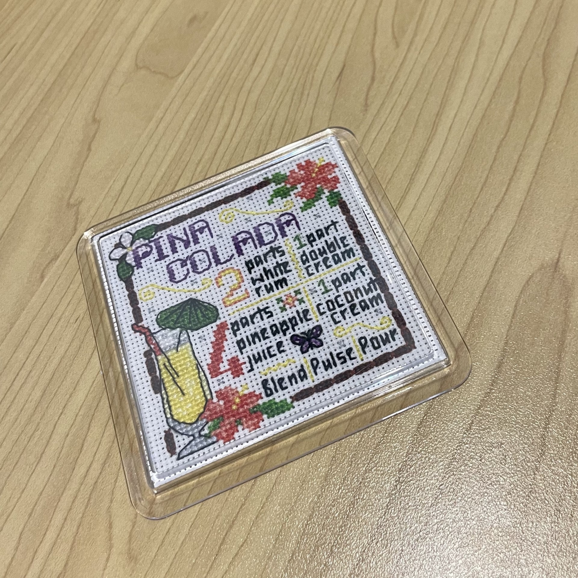 Cocktail Coaster Cross Stitch Pattern: Pina Colada Edition Digital ...