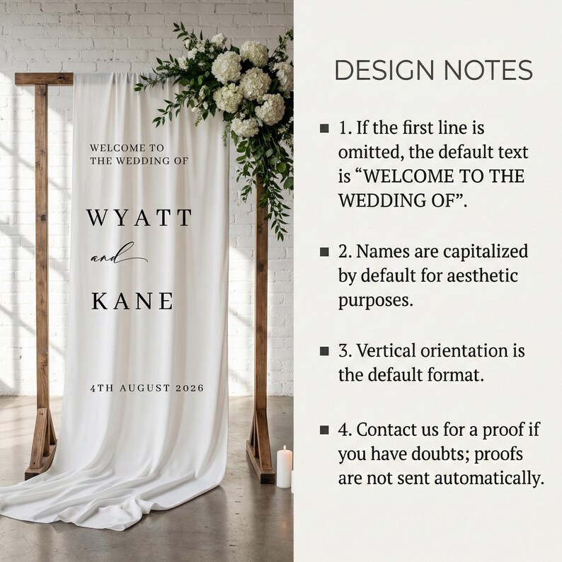 Custom Wedding Welcome Sign | Vertical Fabric Wedding Banner ...