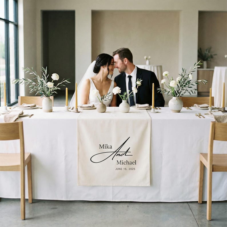 Custom Wedding Table Runner for Sweetheart Table, Personalized Wedding ...