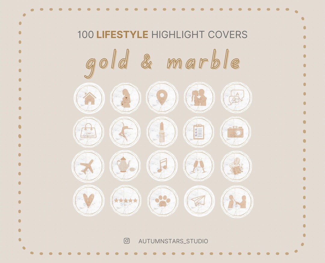 100 GOLD MARBLE Instagram Story Highlight Icons Covers, Rose Gold, Gold ...