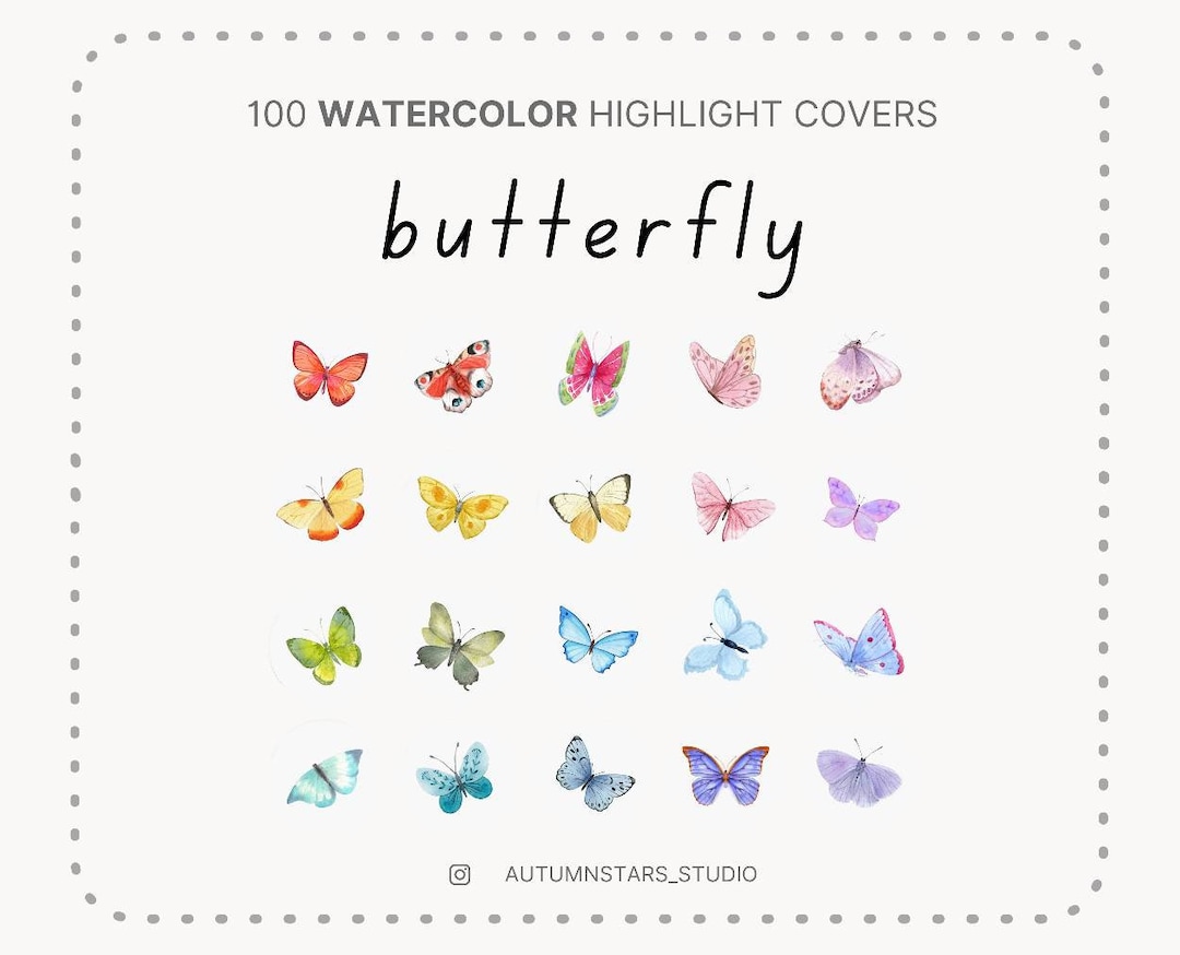 100 BUTTERFLY WATERCOLOR Instagram Story Highlight Icons Covers ...