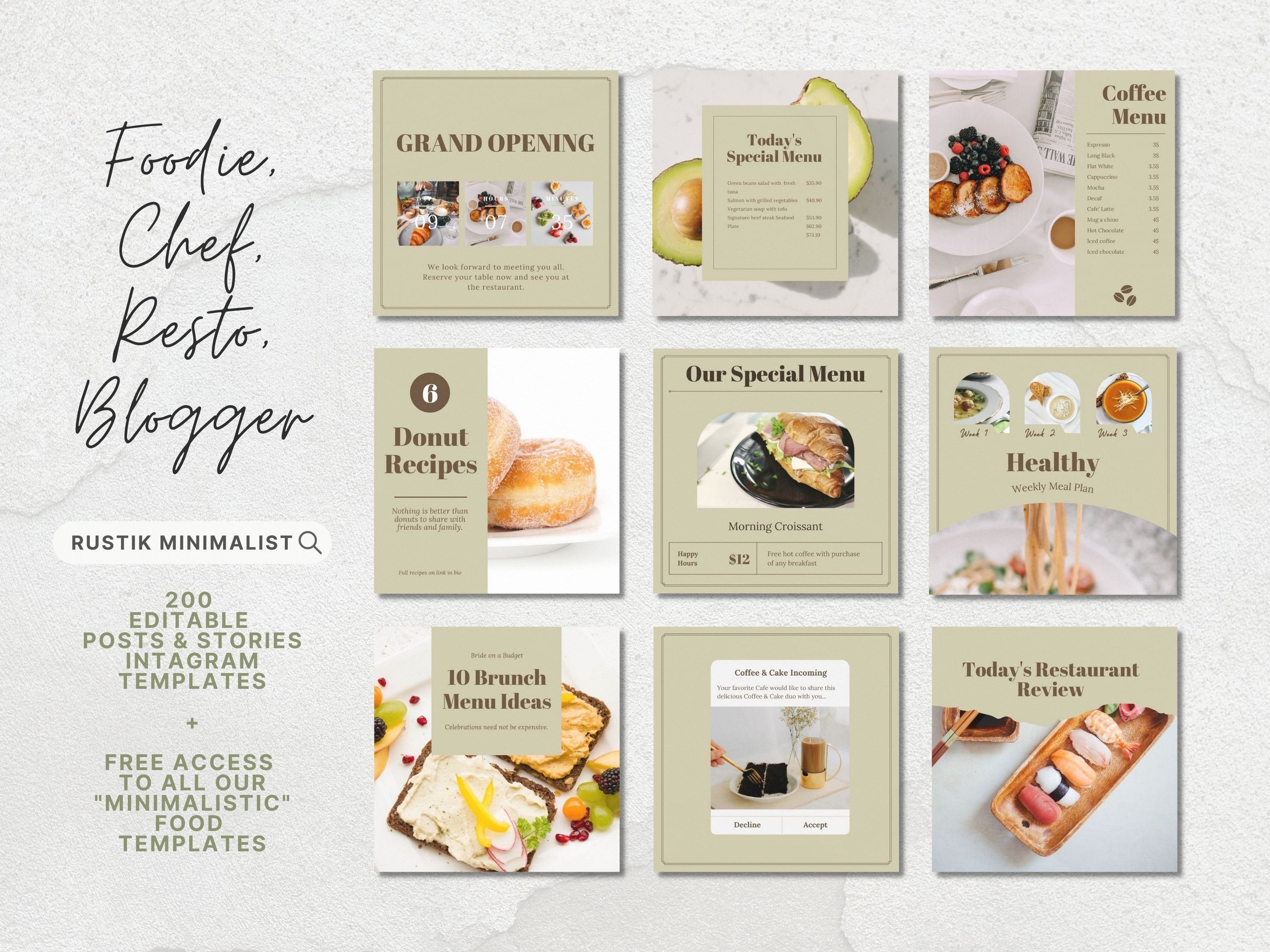 200 Instagram Food Engagement Posts Stories, Editable Templates, Foodie ...