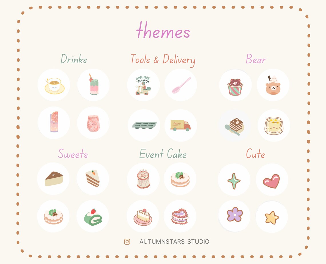 100 CUTE BAKERY Kawaii Korean Style Instagram Story Highlight - Etsy