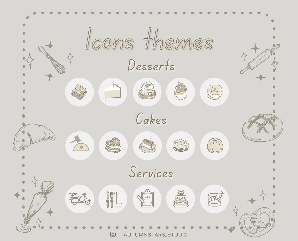 100 BEIGE BAKERY Instagram Story Highlight Icons Covers Chef Pastry ...