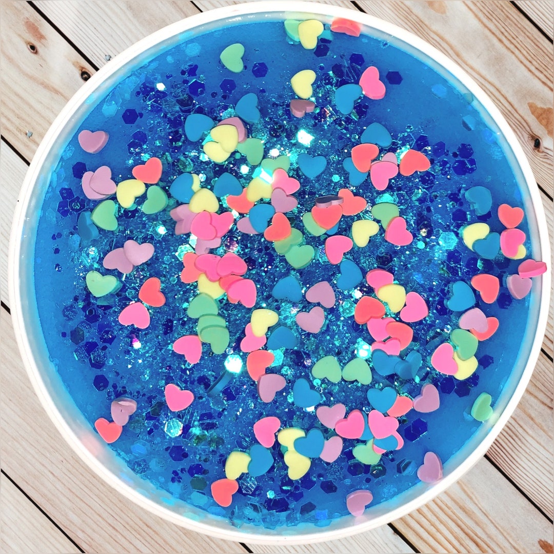 Jelly Hearts Slime 8oz Coated Clear Jelly Slime Thick Clear Slime ...