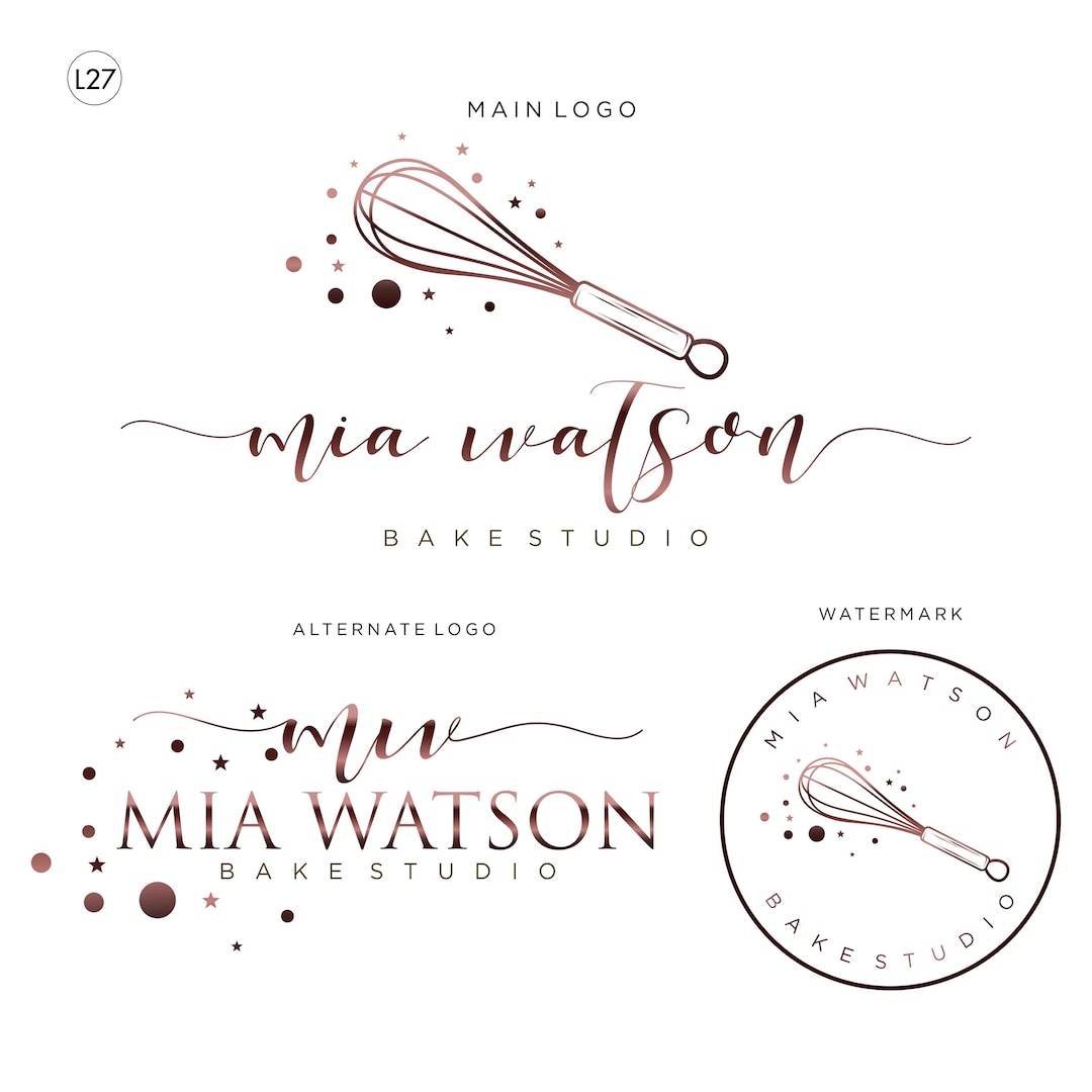 Watercolor Whisk Bakery Logo Design: Custom Cake Logo (digital) - Etsy