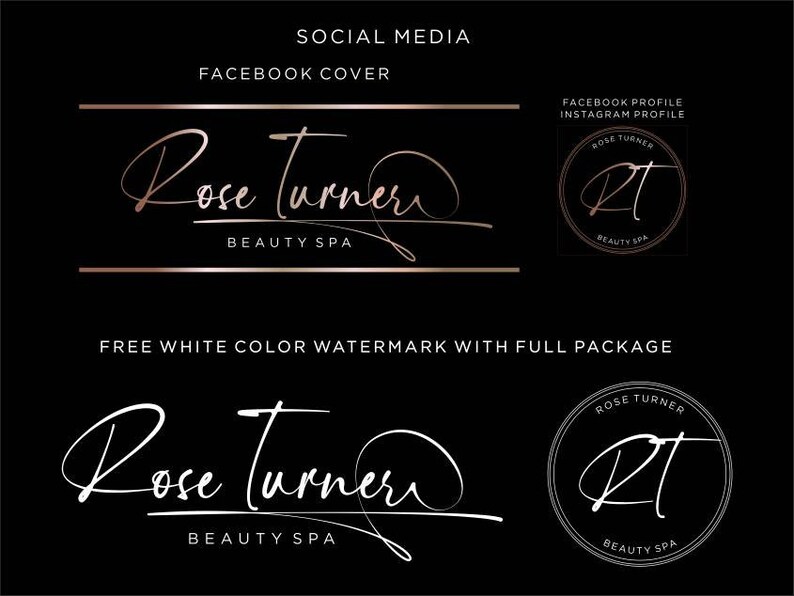 Heart Modern Calligraphy Script Logo Watermark Rose Gold - Etsy