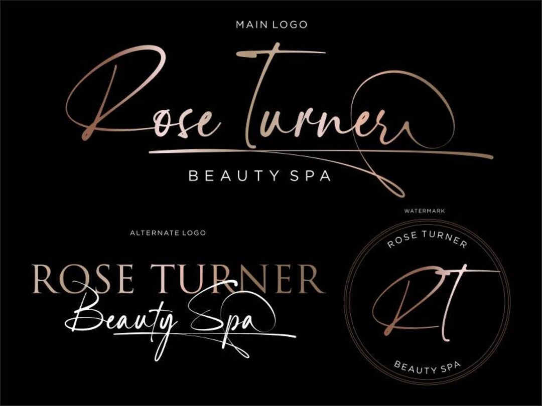 Heart Modern Calligraphy Script Logo, Watermark Rose Gold Bronze ...