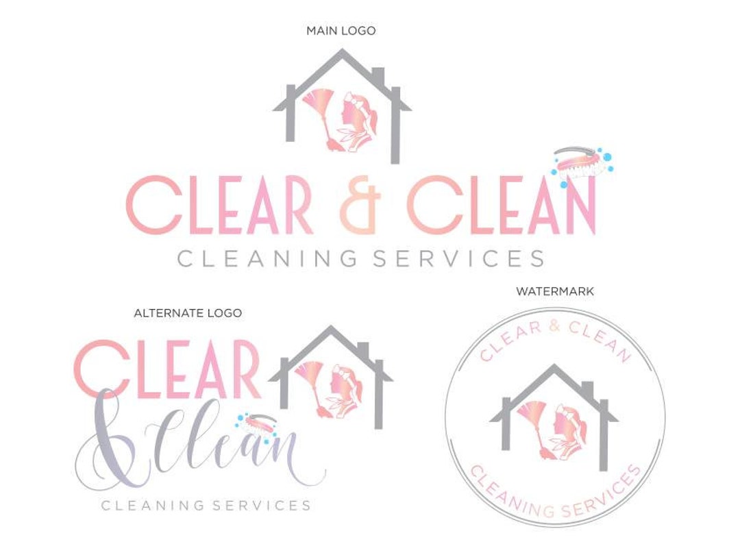 Cleaning Services Logo,logo Design, Custom Logo, Premade Logo,pink ...