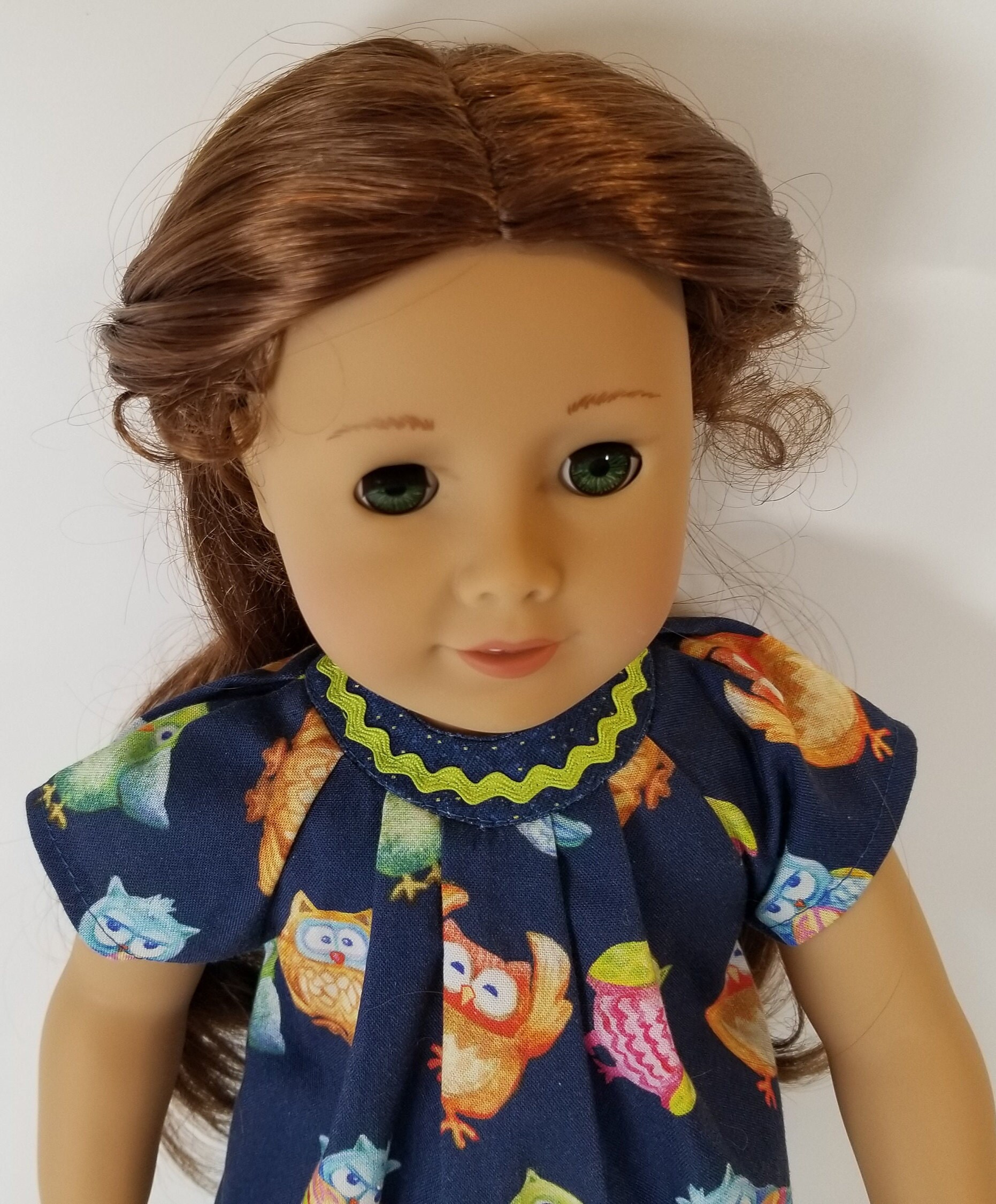 Navy Owl Print Doll Dress Fits Like American Doll Clothing 18 Inch Doll Clothes 18 Doll
