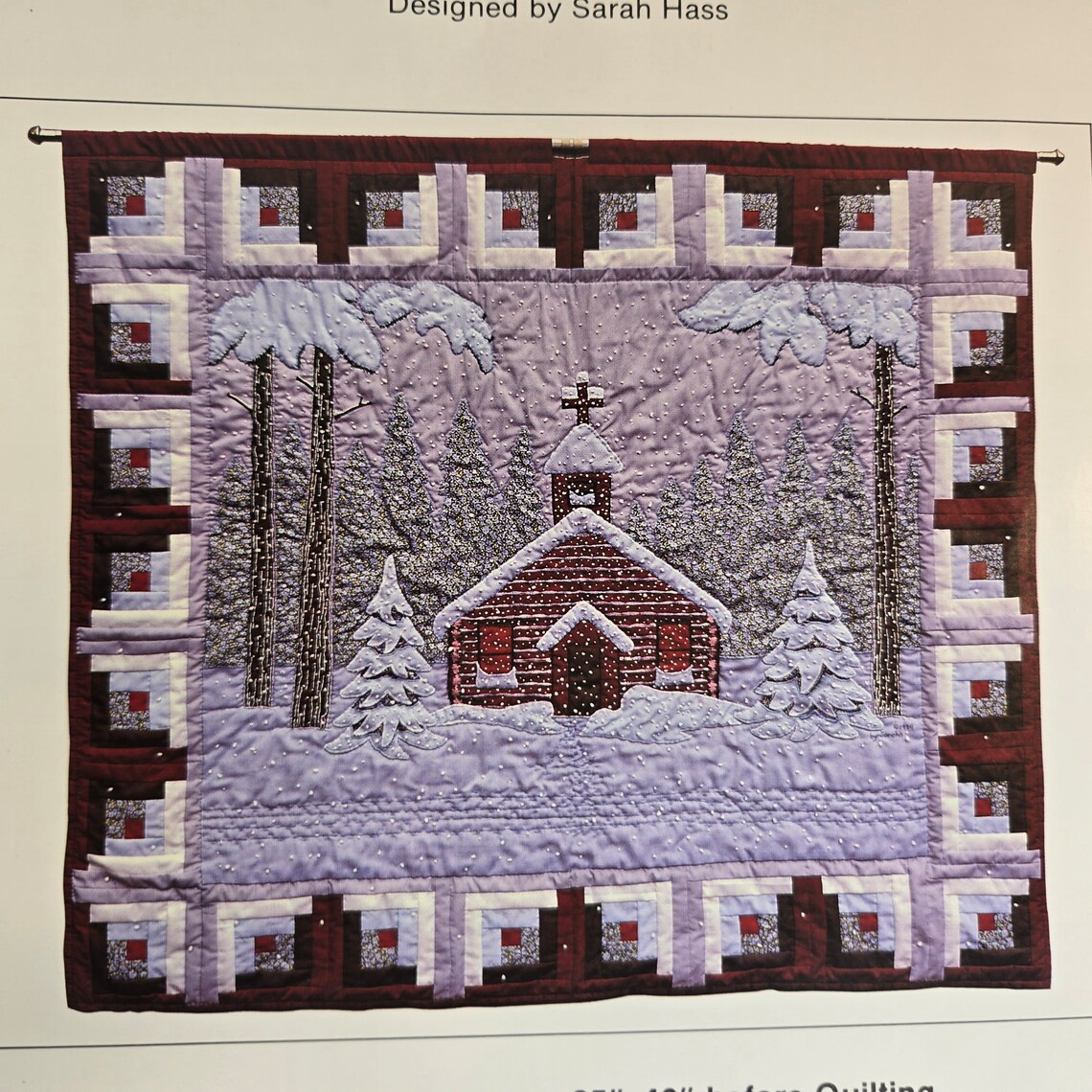 Log Church Snow Scene, Designed by Sarah Hass, Log Church Quilt Pattern ...