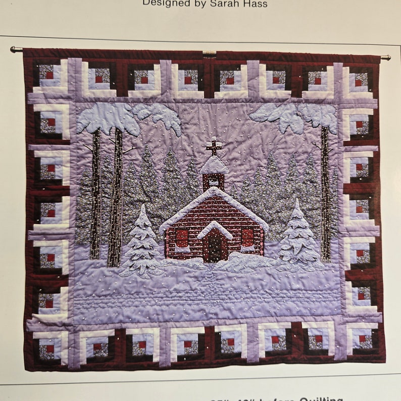 Log Church Snow Scene, Designed by Sarah Hass, Log Church Quilt Pattern ...