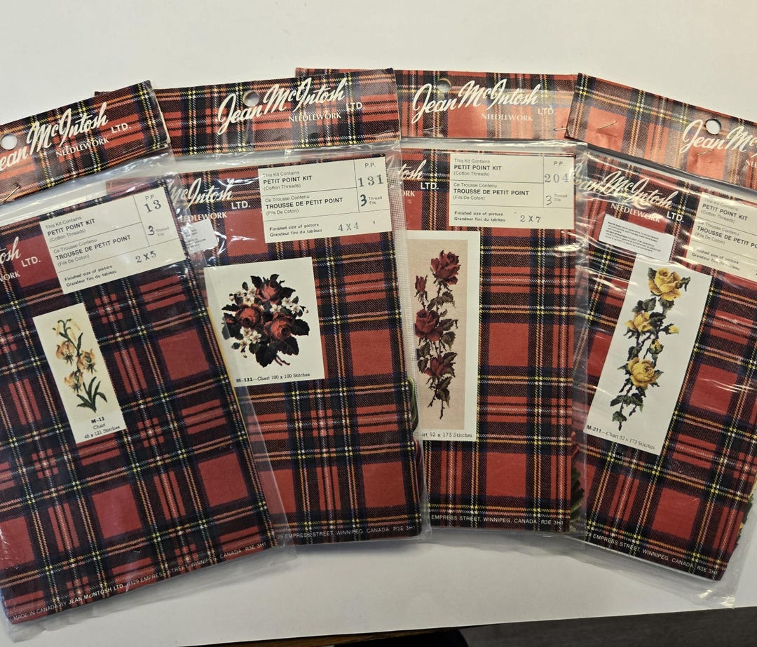 Vintage Jean Mcintosh Petit Point Flower Kits - Etsy