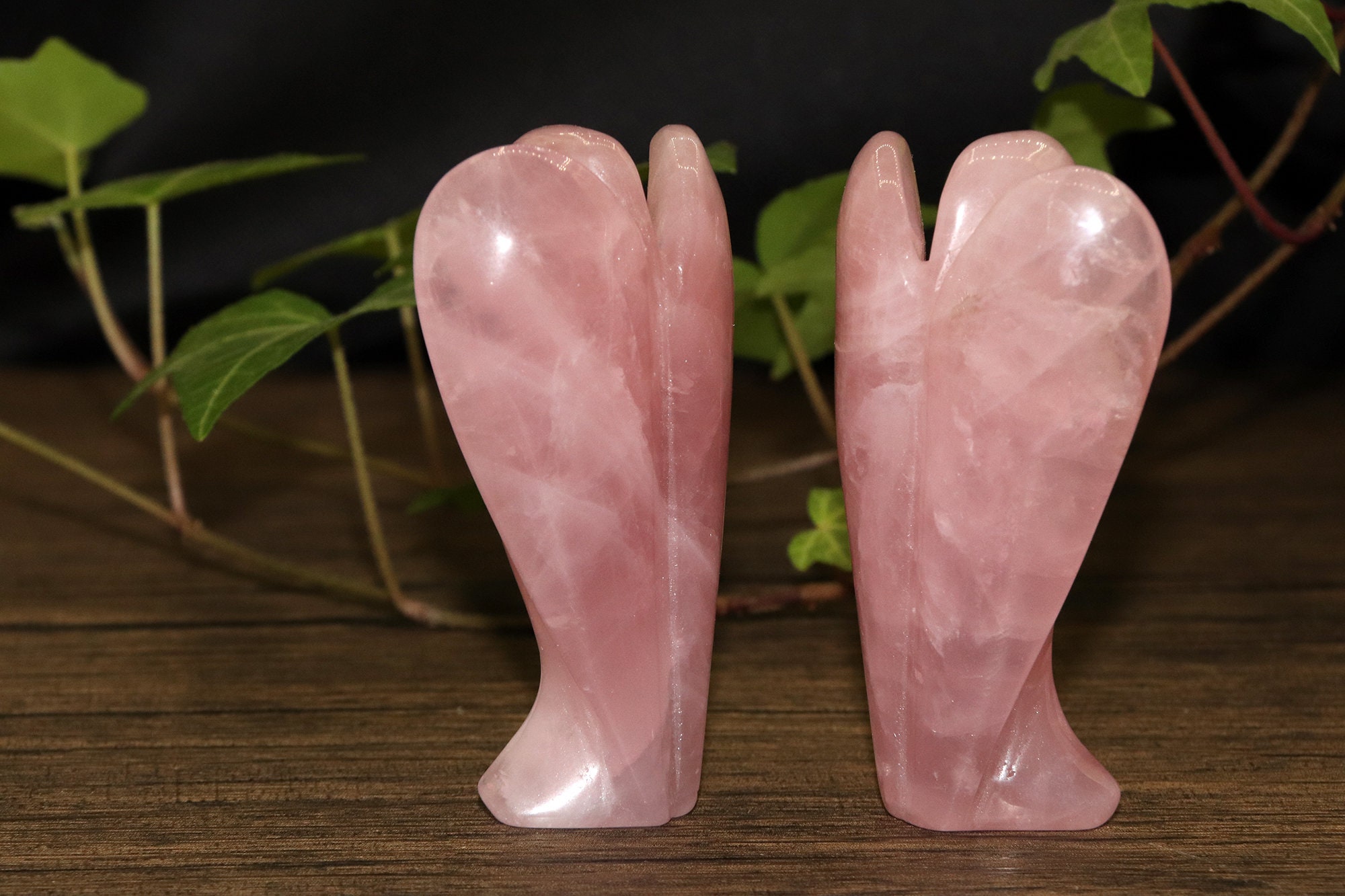 3'' Rose Quartz Angel- Hand Carving Angel Statue - Rose Quartz Carving ...