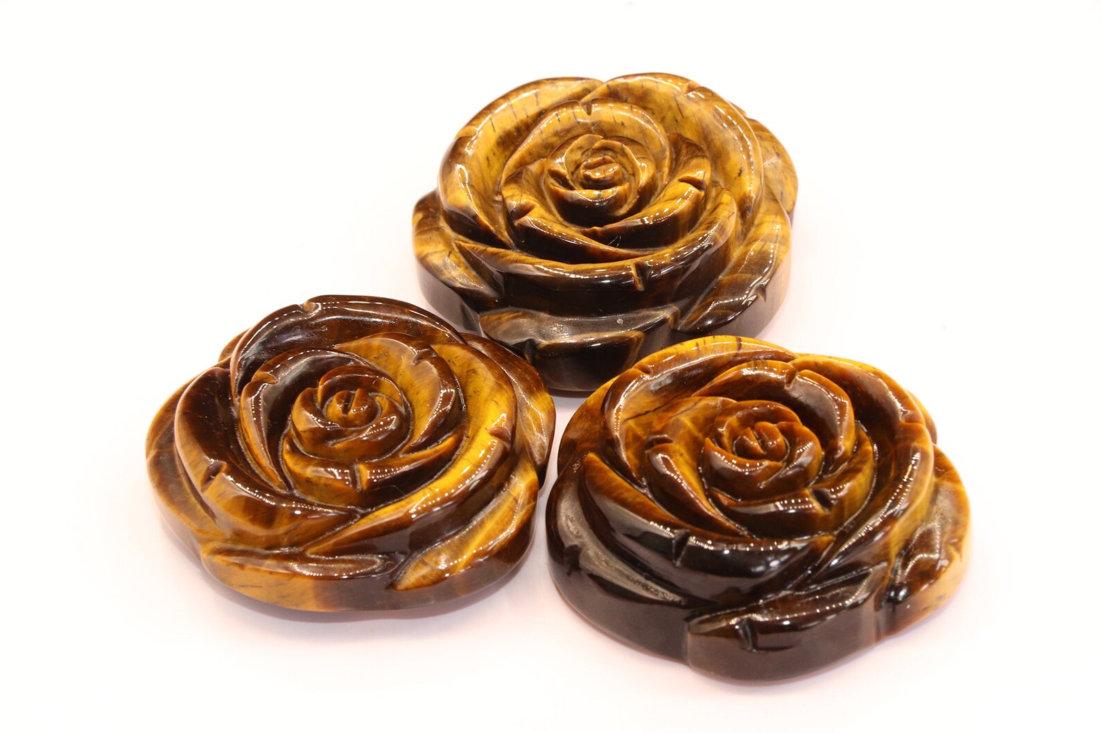 3 pieces Natural Tiger eye carved roseTiger eye rose crystal | Etsy