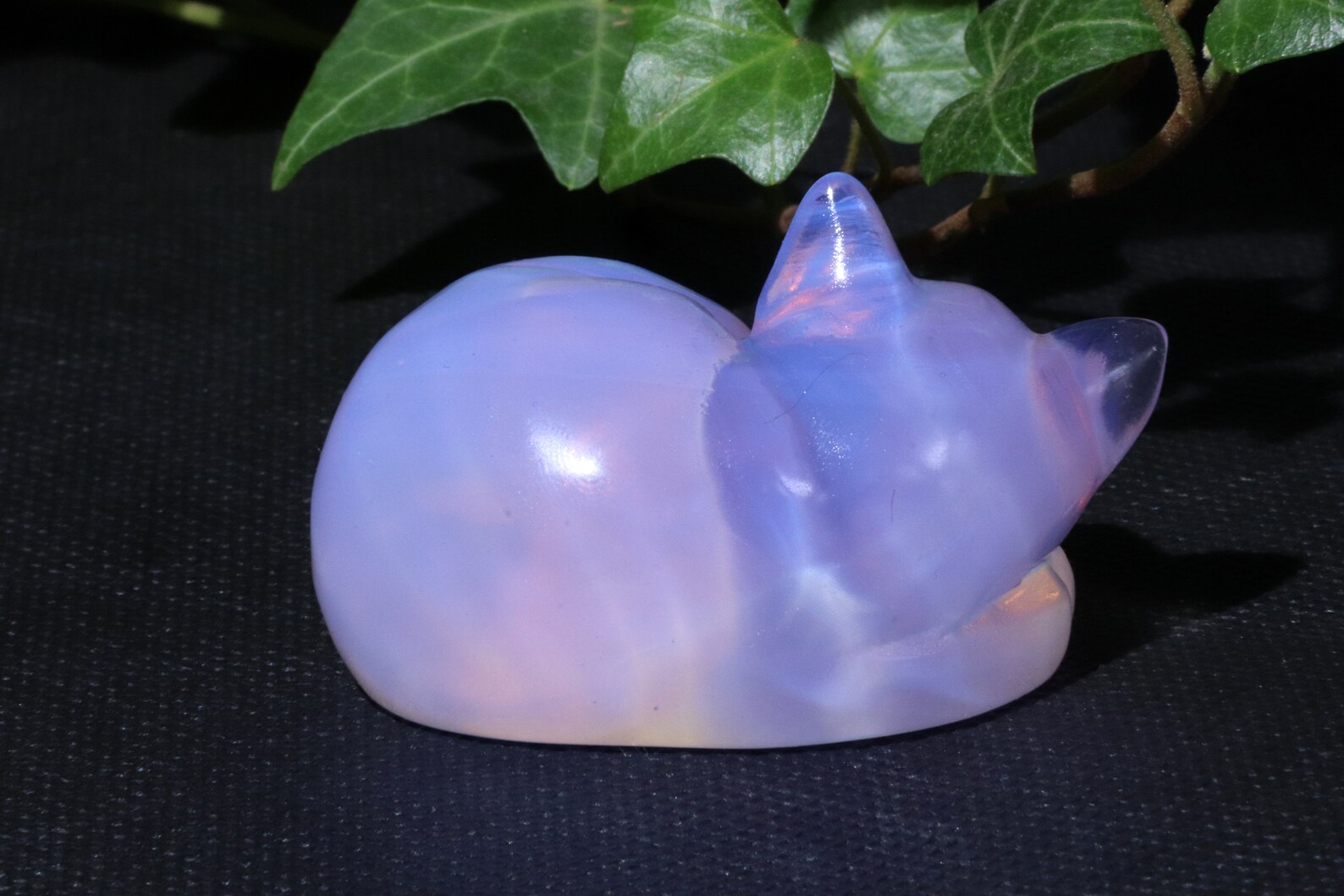 2 '' Synthetic Pink Opal Sleeping Cat Opalite Cat | Etsy