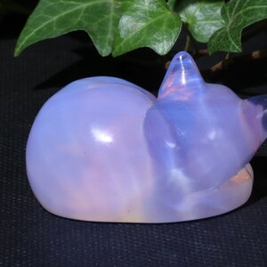 2 '' Synthetic Pink Opal Sleeping Cat, Opalite Cat Statue, Crystal Cat ...
