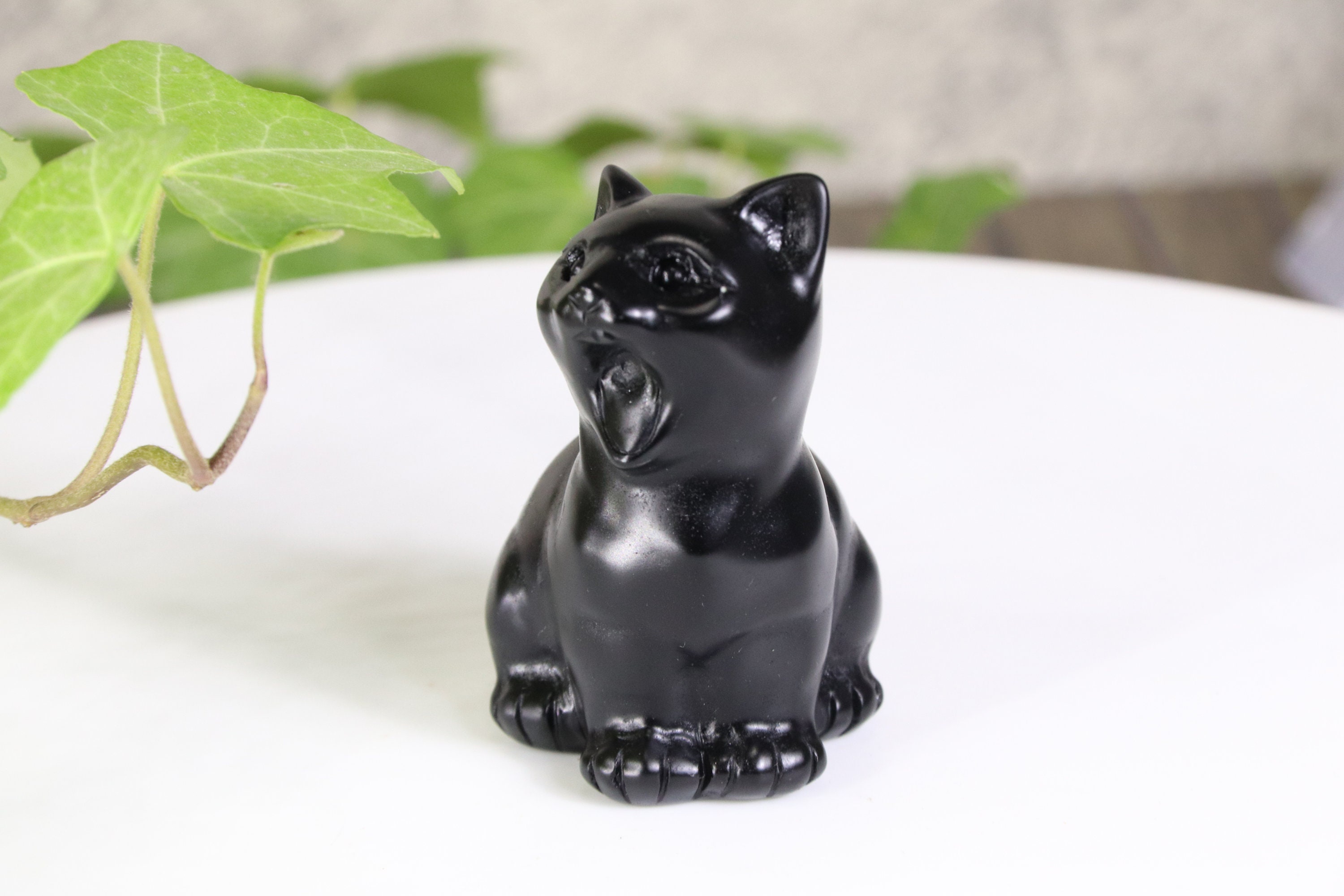 2 '' Natural Obsidian Kitty, Crystal Cat, Kitty Gift, Cat Statue, Kitty ...