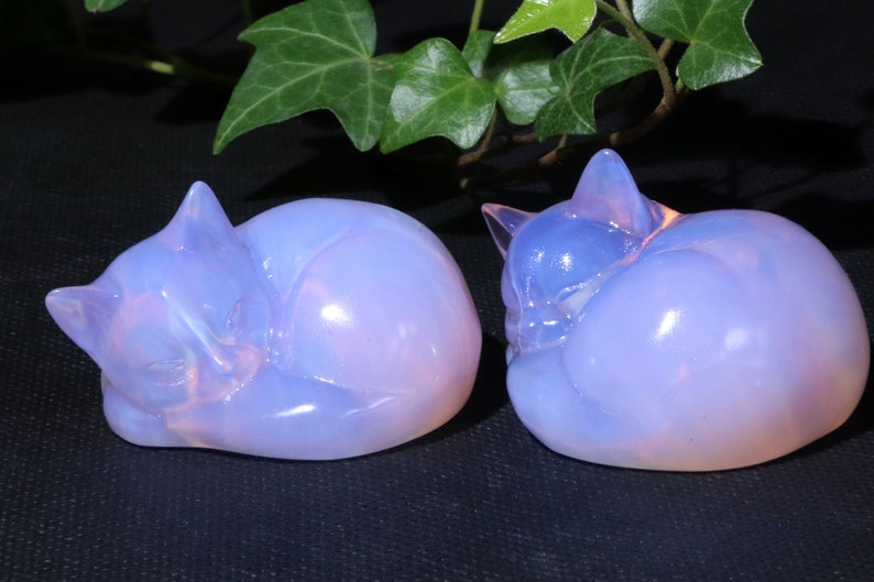2 '' Synthetic Pink Opal Sleeping Cat Opalite Cat | Etsy