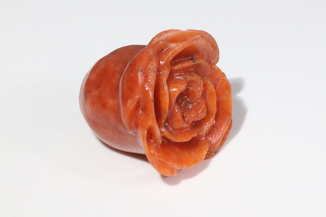 Hand Carved Orange Calcite Rose - Crystal Carving Rose/flower - Pink ...