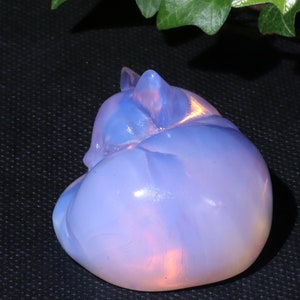 2 '' Synthetic Pink Opal Sleeping Cat, Opalite Cat Statue, Crystal Cat ...