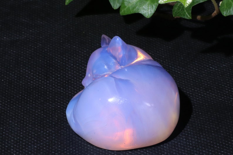 2 '' Synthetic Pink Opal Sleeping Cat, Opalite Cat Statue, Crystal Cat ...