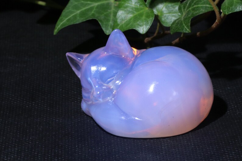 2 '' Synthetic Pink Opal Sleeping Cat Opalite Cat | Etsy