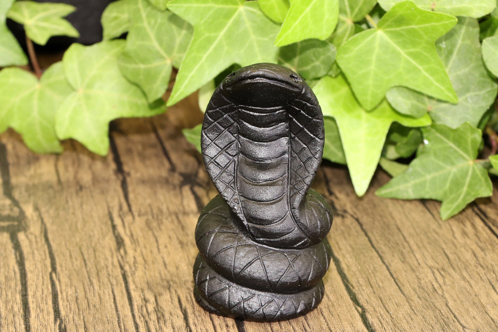 2'' Obsidian Sculpture Snake-natural Obsidian Carved Snake-hand Carving ...