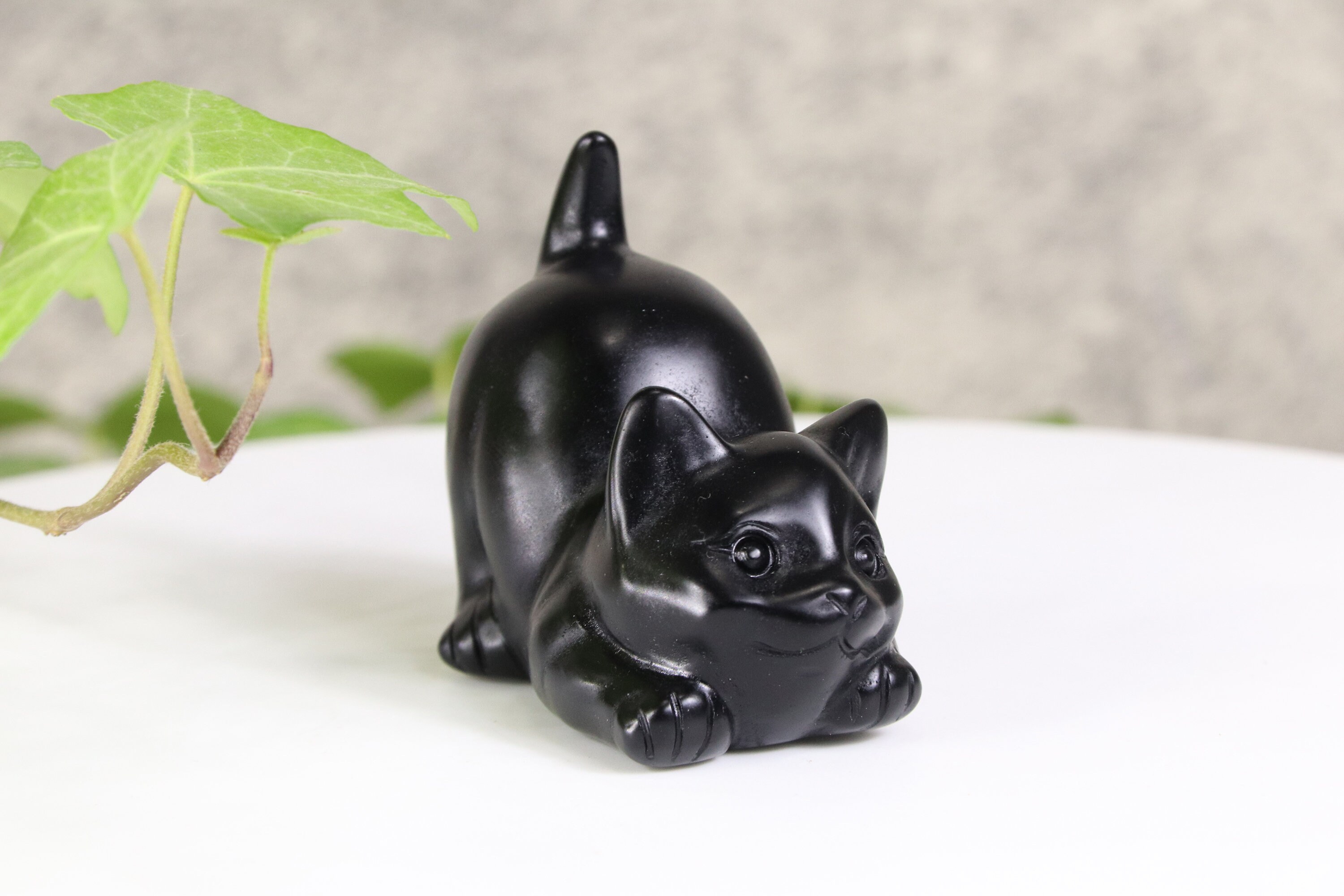 2 '' Natural obsidian cat crystal Kitty kitty gift | Etsy