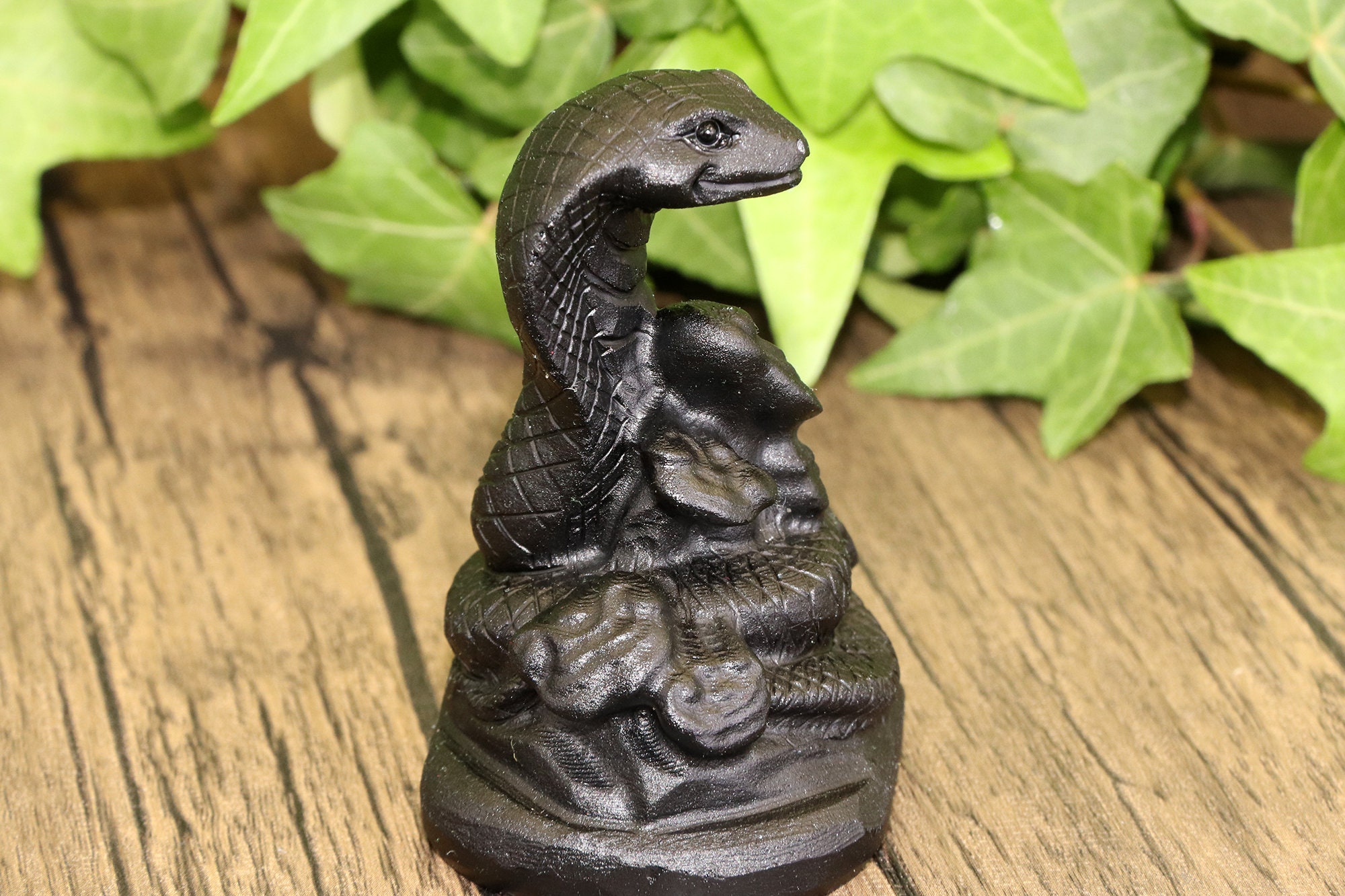 2.5'' Natural Obsidian carved snake-Hand Carving snake | Etsy