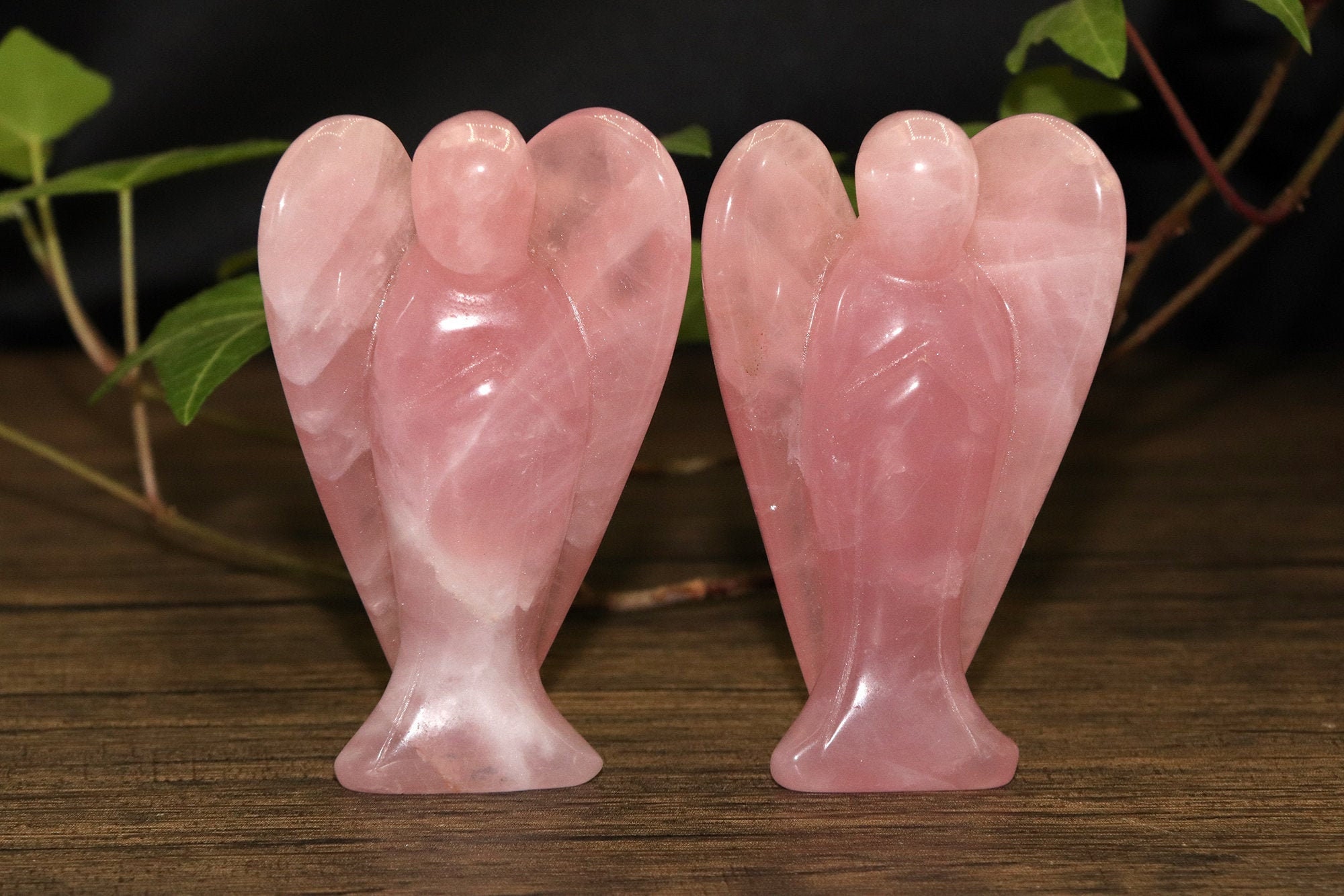 3'' Rose Quartz Angel- Hand Carving Angel Statue - Rose Quartz Carving ...