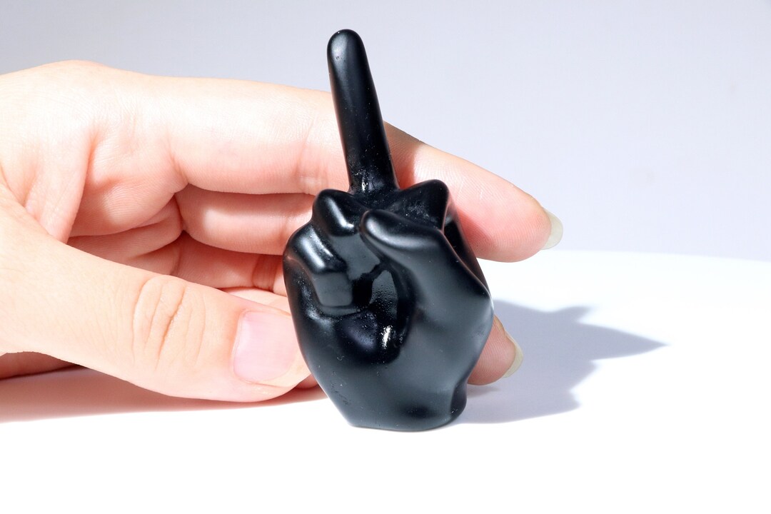 2'' Natural Obsidian Carving Middle Finger, Crystal Middle Finger ...