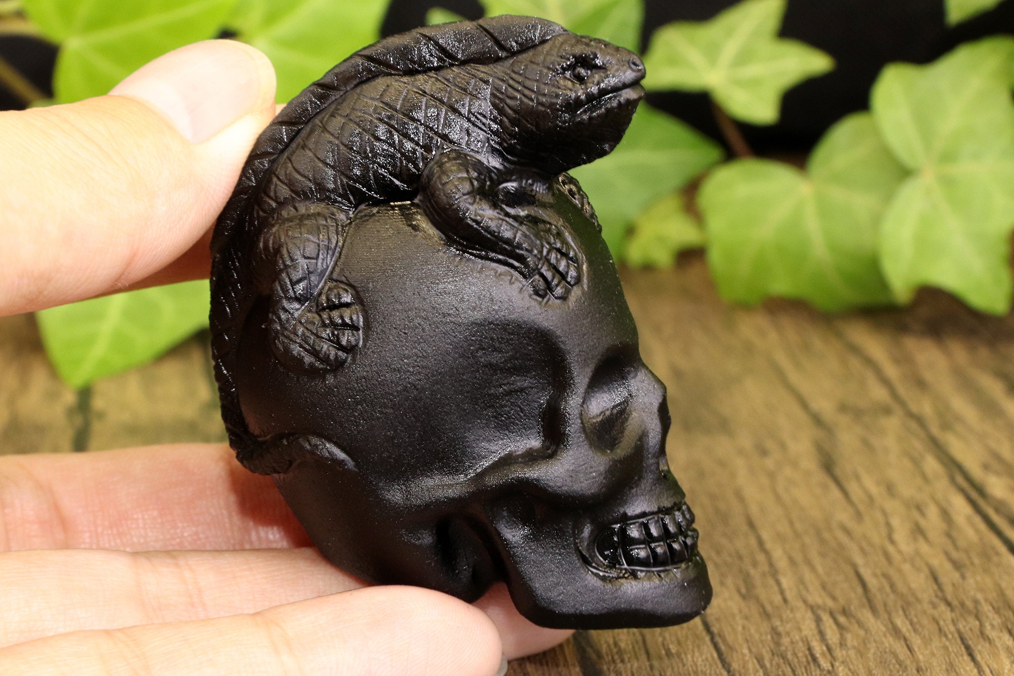 2.3'' Natural Obsidian carved Skull with | Etsy