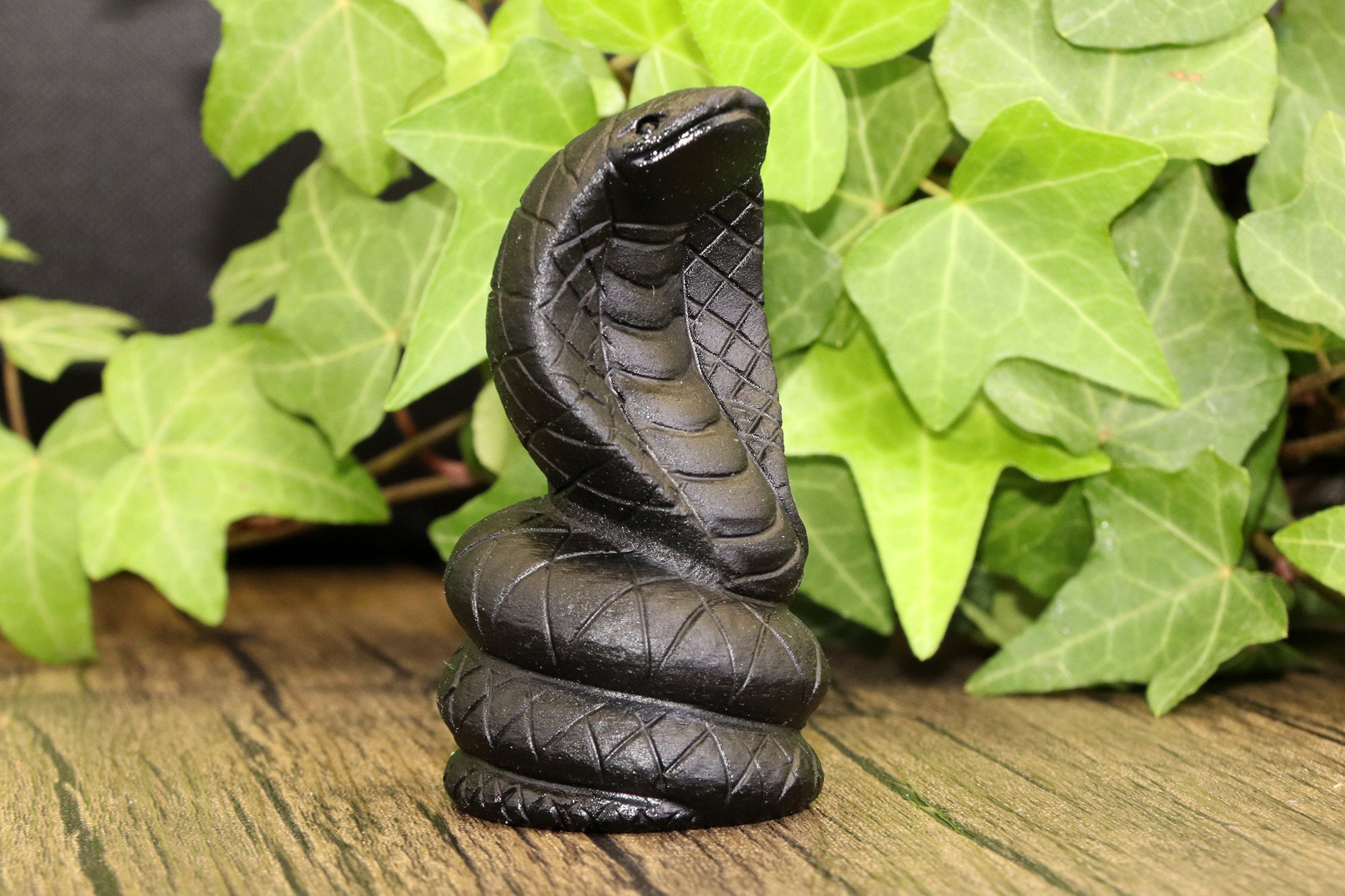 2'' Obsidian Sculpture Snake-natural Obsidian Carved Snake-hand Carving ...