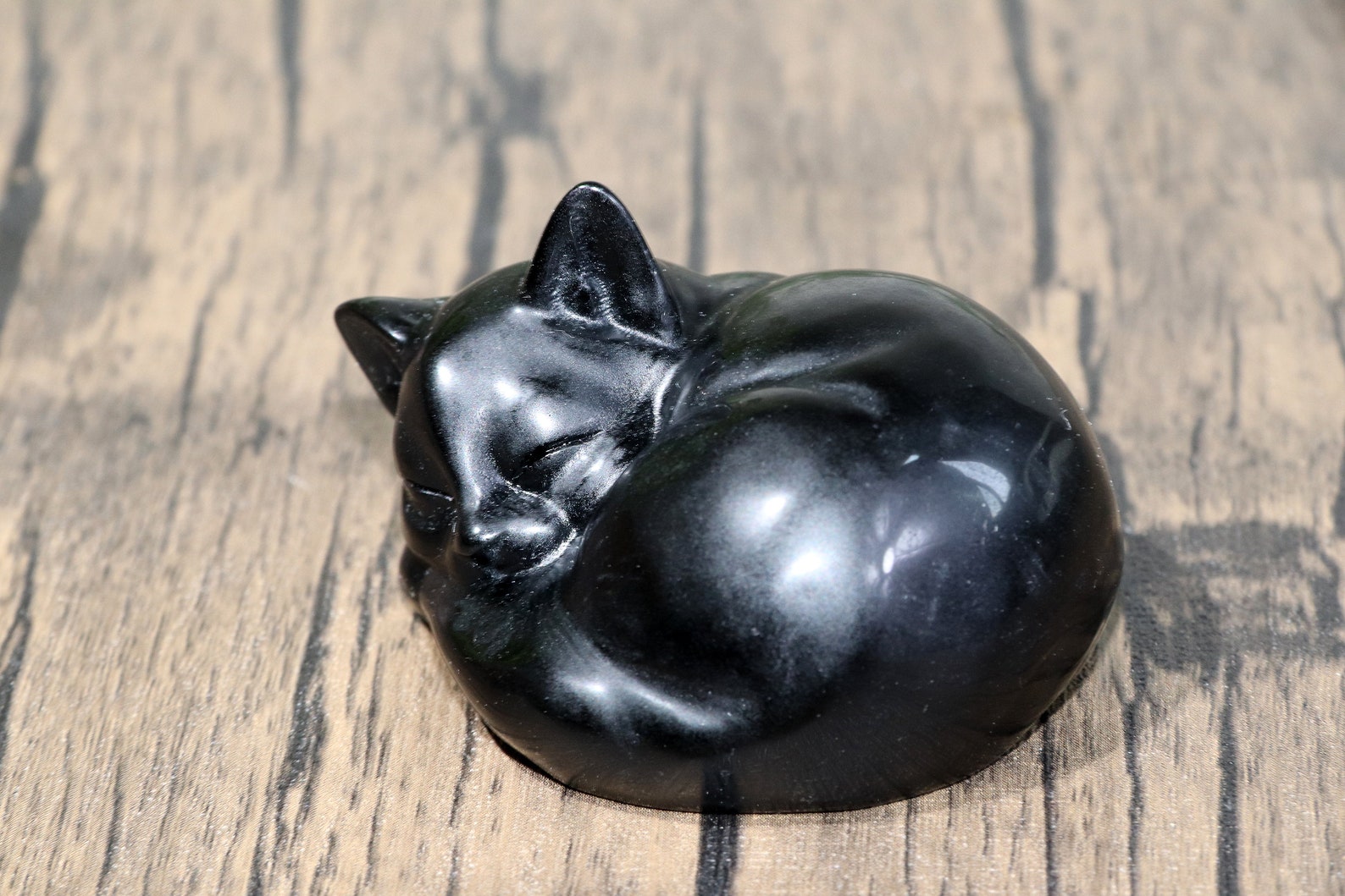 2 '' Natural obsidian sleeping cat obsidian cat | Etsy